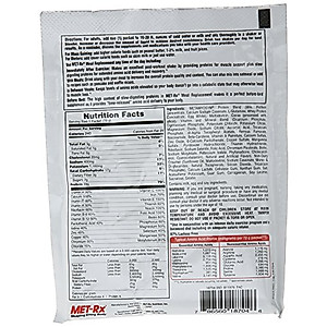 MET-Rx Meal Replacement Powder Boxed, Extreme Chocolate, 2.54 Oz, Pack of 40