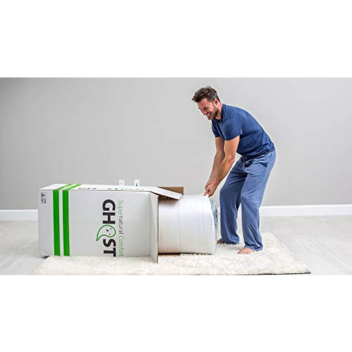 GhostBed Custom Adjustable Power Base Luxe 13" Cooling Gel Memory Foam Mattress (Split King)