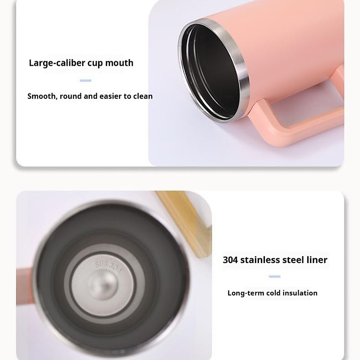 40oz Tumbler With Handle And Straw,Insulated Stainless Steel Double Wall Spill Proof Water Bottle water bottle hot and cold tumbler thermal mug Tumbler with Handle Gifts for Women Men (light pink)