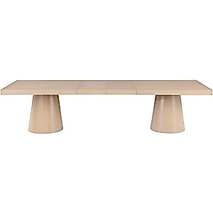 Meridian Furniture 502Oak-T Tavolo Collection Modern | Contemporary Dining Table, Rich Natural Oak Finish, MDF With Natural Oak Veneer, 2 Table Leaves Included, 95" / 113.5" / 132" W x 47.5" D x 31" H