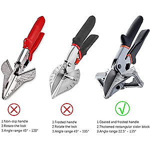 Miter Shears for Angular Cutting Wood Molding with Angle Cut Plate,Chamfer Cutter Multi Angle Miter Shear 0°-135°Adjustable Trimming Scissors Steel Shear,Heavy Duty Trunking Moulding Hand Cutter Tool