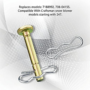 10-Pcs 738-04155 Snow Blower Shear Pins for Craftsman CMXGZAM241056 7188992, Snow Blower Models Starting with 247.XXXX