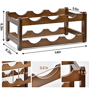MYITYARD Wine Rack, 2-Tier 6 Bottles Bamboo Wine Cabinet for Countertop, Free Standing Wine Bottle Storage Holder for Home Kitchen Bar Table Top Cellar Basement Pantry, Brown