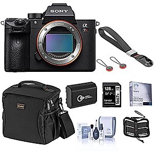 Sony Alpha a7R III Mirrorless Digital Camera Body (V2) Bundle with 128GB SD Card, Bag, Extra Battery, Wrist Trap, Screen Protector and Accessories