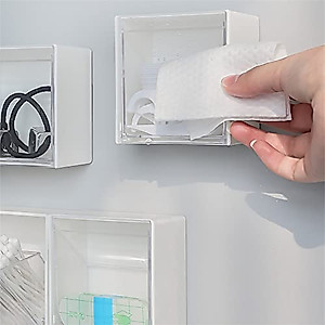 4PCS Clamshell Storage Box, Cotton Swab Storage Box, for Cotton Balls,Cotton Swabs,Cotton Rounds,Makeup Pads Storage Canister, for Bathroom, Bedroom, Holder Wall Mount