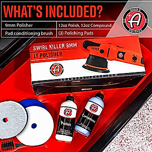 Adam's 9mm Dual Action Car Polisher (Polishing Kit) - Buffer Car Scratch Remover for Car Detailing | Includes Polish, Compound & Pads