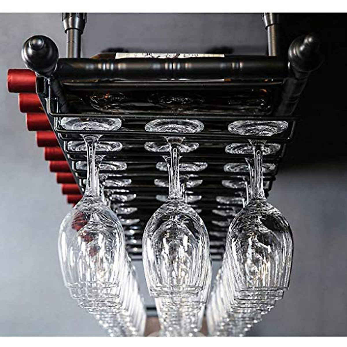 MiroDo Bar Unit Floating Shelves Ceiling Wine Racks Hanging Wine Glass Holder Rustic Wine Holder Wine Rack Hanging Glass Holder Wall Mount Bottle Storage Display Industrial,80 * 30Cm(31.5 * 1