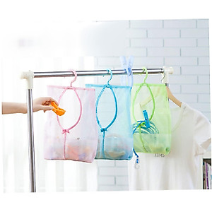 OFFSCH Kitchen Bathroom Mesh Shower Storage Rack for Dolls Pillows and Clothes Green Hanging Laundry Organizer with Hooks for Efficient Space Saving