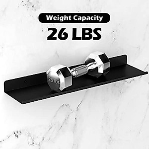 Benzoyl Black Floating Shelves, Home Decor Metal Wall Shelf Decorative Wall Mounted Picture Ledge Shelf for Storage Bedroom Bathroom Kitchen Living Room Office 16.14 inch - 2 Set