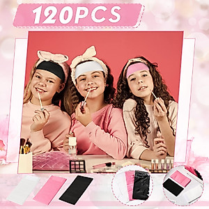 120 Pieces Disposable Headbands for Facials Spa Headbands with Convenient Closure Stretch Non Woven Skin Care Hair Band Soft for Women Girls Salons Face Washing, Shower, Pink, Black, White