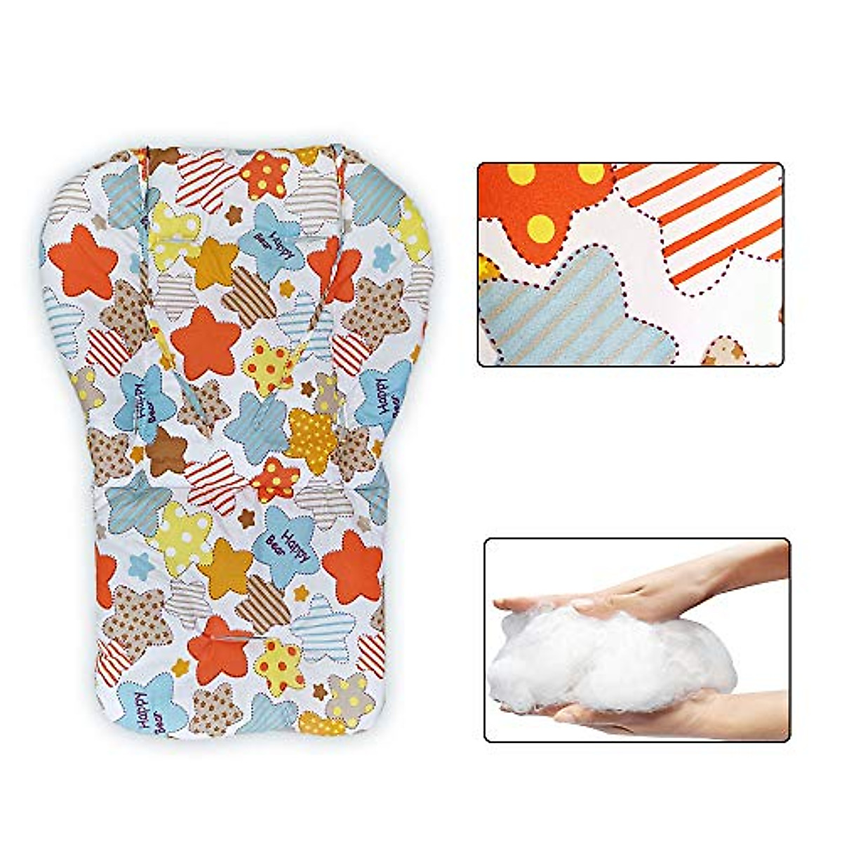 High Chair Pad, Baby/highchair/seat Cushion/Breathable Seat Pad，Comfortable and Soft, Suitable for The High Chair and Stroller in The Picture(Colored Stars Pattern)