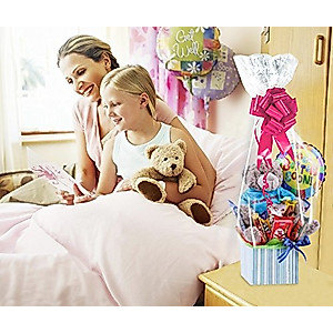 Purple Q Crafts Clear Basket Bags, 10 Pack, Clear Cellophane Wrap for Baskets & Gifts 18"x 30" 1.5 Mil Thick Easter Basket Bags(10)