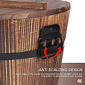 Cabilock Wooden Bucket Barrel with Lid Rice Bucket Wooden Sushi Oke Tub Sushi Making Serving Pan for Home Kitchen Food Storage 18cm