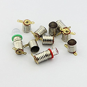 GutReise 10pcs E10 Screw 12V Cold White Flood Light Led Bulb Flood Light Lamps +10pcs E10 Base (12V, Cold White)