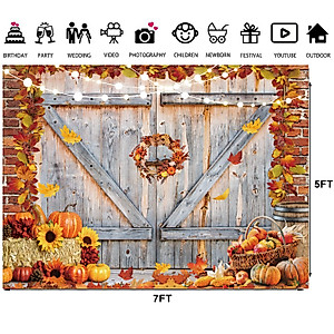 LTLYH 7x5ft Fall Thanksgiving Backdrop Thanksgiving Photo Backdrop Autumn Pumpkin Patch Background Fall Harvest Barn Party Banner 183