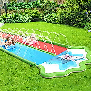 MOYRGG Slip and Slide Inflatable Water Slides Lawn Toy with 2 Bodyboards - 20x6ft 10 lb Slip Slide Heavy Duty Summer Toy with Sprinkler for Kids Adults Backyard Outdoor Water Play