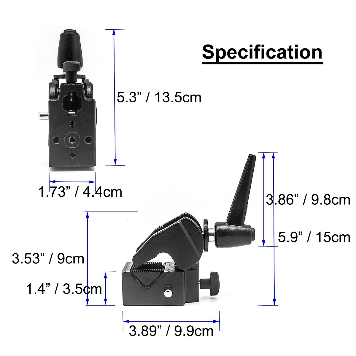 PHOCUS Multi-Function Super Clamp with Standard Stud for Photography Studio Video Camera Lighting