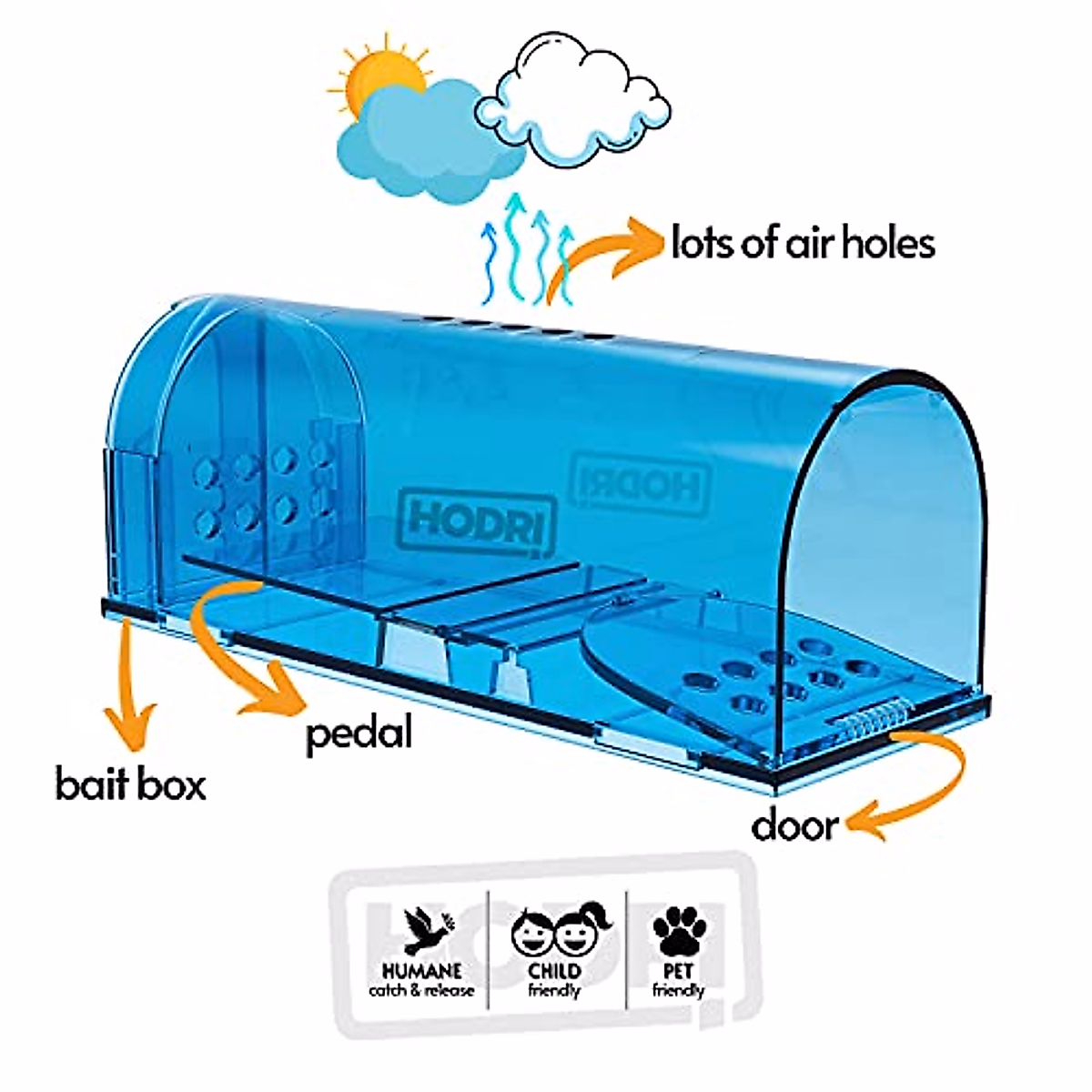 Humane Smart No Kill Mouse Trap, Cruelty Free Live Catch and Release, Easy to Set for Small Rodents Such as Mouse Mice Vole Mole Chipmunk, Reusable for Kitchen Garden Storage Garage (Blue - (2 pcs))