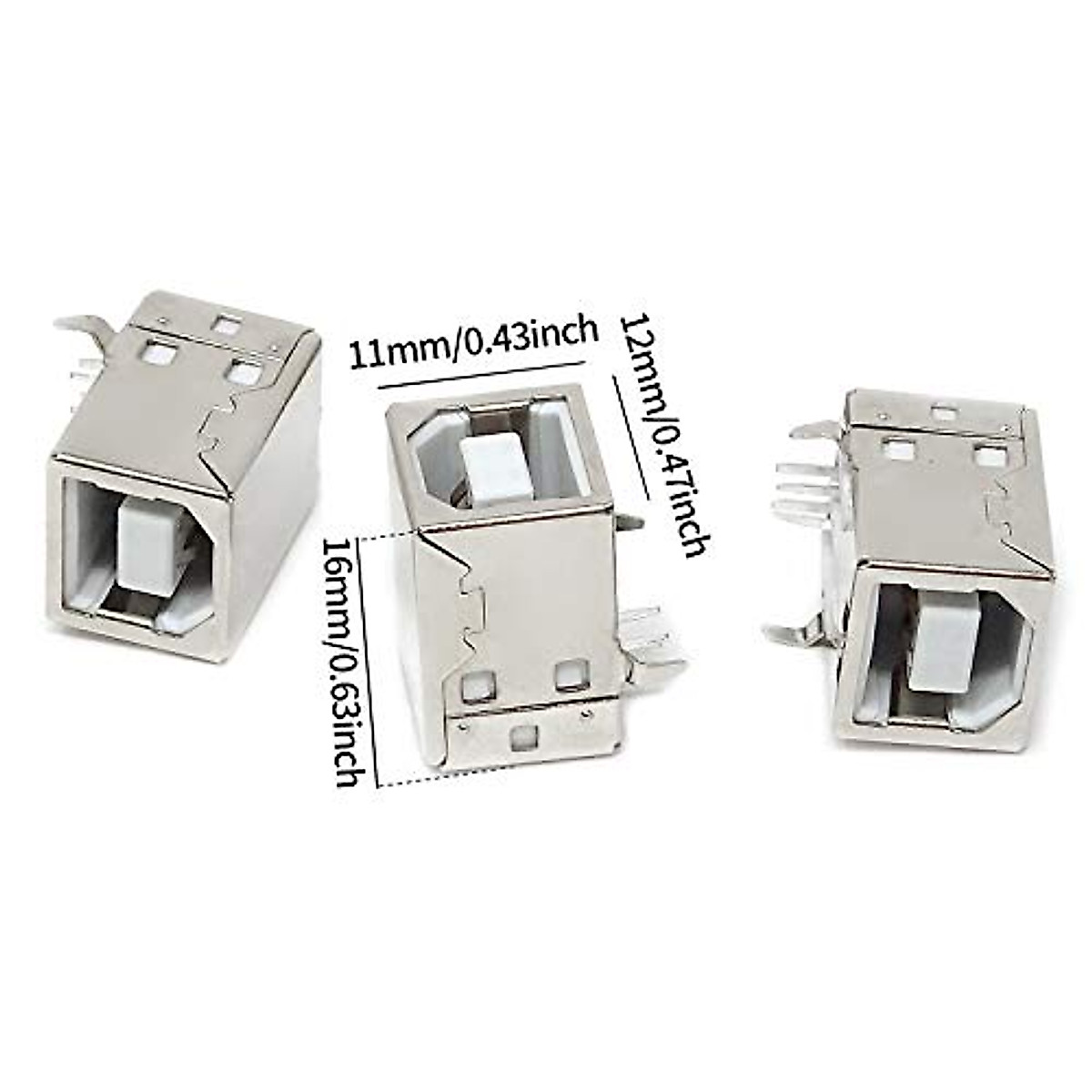 Honbay 20PCS USB 2.0 Type B Female Socket Connector Jack Port, 4-Pin DIP 90 Degree Right Angle, Repair Replacement Adapter