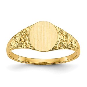 IceCarats 14K Yellow Gold Custom Engraved Signet Ring Handmade Personalized Monogram Initial Letter Band Size 6