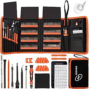 STREBITO Precision Screwdriver Set 142-Piece Electronic Repair Tool Kit with Torx T5 T6 T8 T15, Triwing Y000, Star P5, Gamebit, Tech Toolkit for Computer, Laptop, iPhone, Nintendo, PS5, Ring, Orange