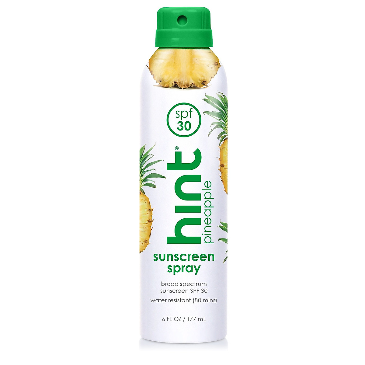 Hint Sunscreen Pineapple, SPF 30, 6 Fl Oz, Oxybenzone Free, Paraben Free, Reef Safe Formula, Compressed Air Spray-on Sunscreen, Water Resistant, Pineapple Scented