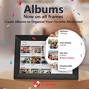 FRAMEO 10.1 Inch Smart WiFi Digital Photo Frame 1280x800 IPS LCD Touch Screen, Auto-Rotate Portrait and Landscape, Built in 16GB Memory, Share Moments Instantly via Frameo App from Anywhere