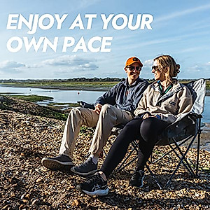 Dowinx Double Caming Chair Portable Folding Outdoor Loveseat with Side Pockets, Lawn Chair Camping Couchfor Beach/Outdoor/Patio, Padded Seats & Armrests Supports up to 440lbs, Blue…