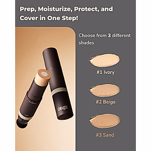 OBgE Natural Cover Foundation #23 (Beige, 0.5oz)- Stick Foundation with Brush for Flawless Skin Tone Correction and Coverage. Long-Lasting Wear for Daily Use.