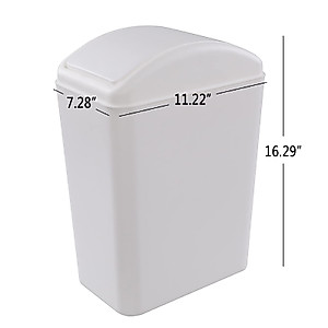 Begale 1-Pack 4.5 Gallon Plastic Swing Trash Can, Swing Lid Waste Can, White