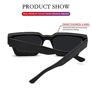 YMRFW Simple Women's Square Sunglasses Men's Thick Frame Classic Trend Black Sunglasses UV Protection
