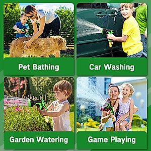 Expandable Garden Hose 100ft Durable Flexible 50 Layers Nano Rubber Lightweight No-Kink Water Pipe 10 Functions Spray Nozzle Water Hose 3/4'' Solid Brass Fittings Easy Storage for Outdoor Yard Black