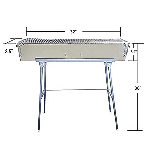 KAYSO HOME 32" Steel Portable Charcoal Kabob Grill - Yakitori Grill, Kebab Grill, Satay Grill, Shashlik Skewer