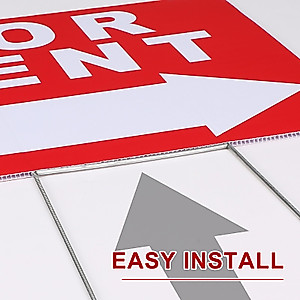 Yaomiao 5 Pcs for Rent Sign with Stand 16 x 12 Inch Plastic Yard Sign with Tall Stakes Double Sided Waterproof Corrugated for Rental House Car Apartment Shops Business(Red)