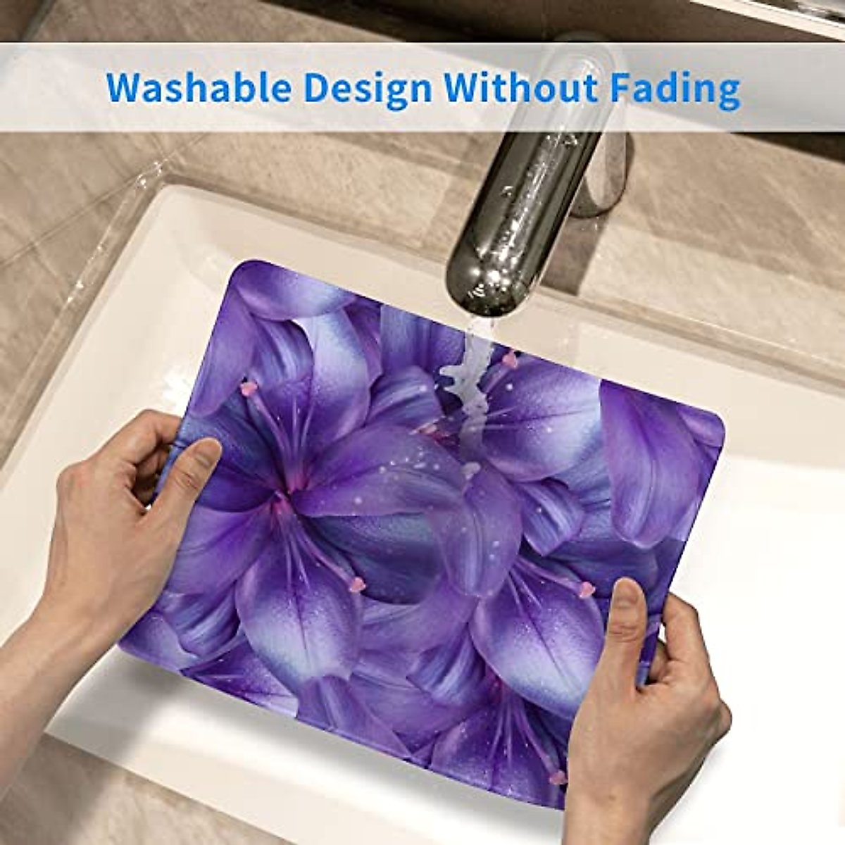 Purple Lily Flowers Printed Mouse Pad with Non-Slip Rubber Base Gaming Mouse Pad for Wireless Mouse Computers Laptop Office 10.2 x 8.3 in