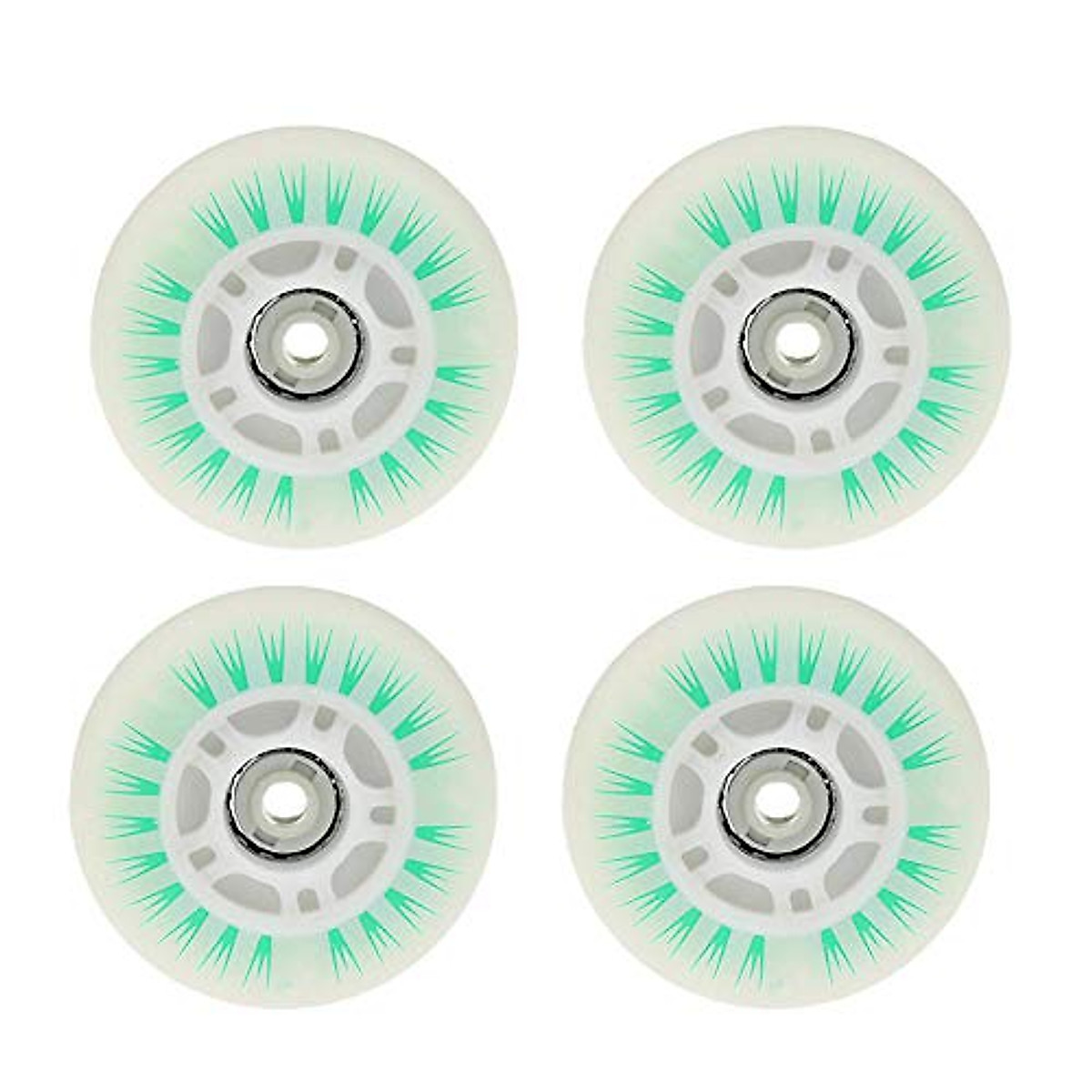 Gaweb Skating Shoes Wheels,4Pcs 76/80mm Skating LED Luminous Flashing Inline Roller Skates Shoes Wheels Green 76mm