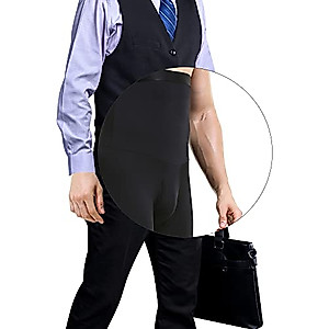 SHIONF Men Tummy Control Shorts High Waist Underwear Slimming Shapewear Body Shaper Leg Boxer Briefs (Black, Medium)