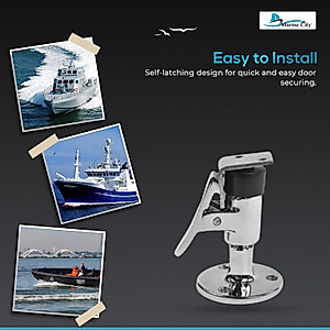 MARINE CITY 316 Grade Stainless Steel Door Stopper Catch Set Gloss Finish Strong Modern Stopper Soft Stop and Catch Anti-Collision Holder for Marine Doors – Boats – Yachts – Ships (1 Pcs)