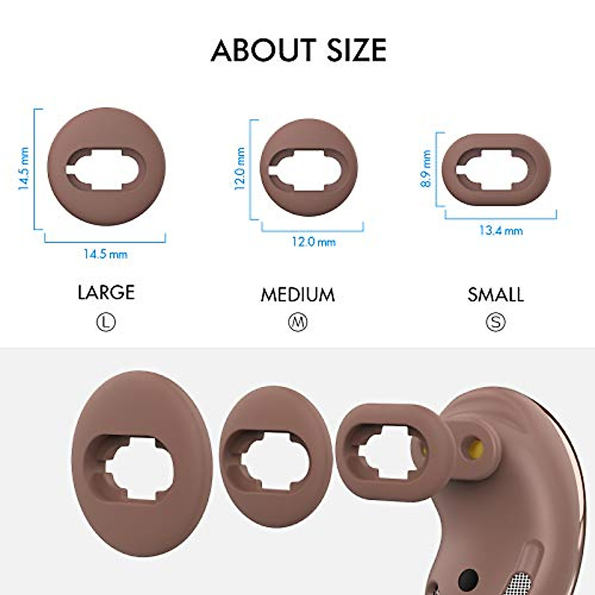 AhaStyle Galaxy Buds Live Ear Tips 6 Pairs Silicone Earbuds Wingtips Replacement Tips Accessories Compatible with Samsung Galaxy Buds Live (Brown)