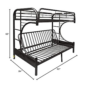 Acme Furniture Eclipse Twin XL Over Queen and Futon Bunk Bed in Black