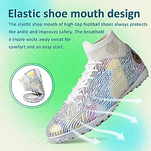 Indoor Soccer Shoes Mens Soccer Cleats Women Football CleatsTurf Soccer Shoes Men High Top Football Boots Tacos de Futbol para Hombre Zapatos de Futbol para Hombres Futsal Shoes High Top Shoes TF
