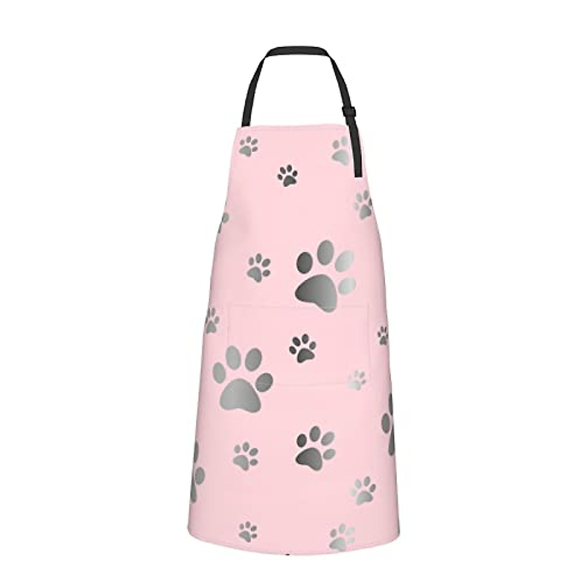 Perinsto Cute Dog Paws Pink Waterproof Apron With 2 Pockets Kitchen Chef Aprons Bibs For Cooking Baking Painting Gardening Grooming