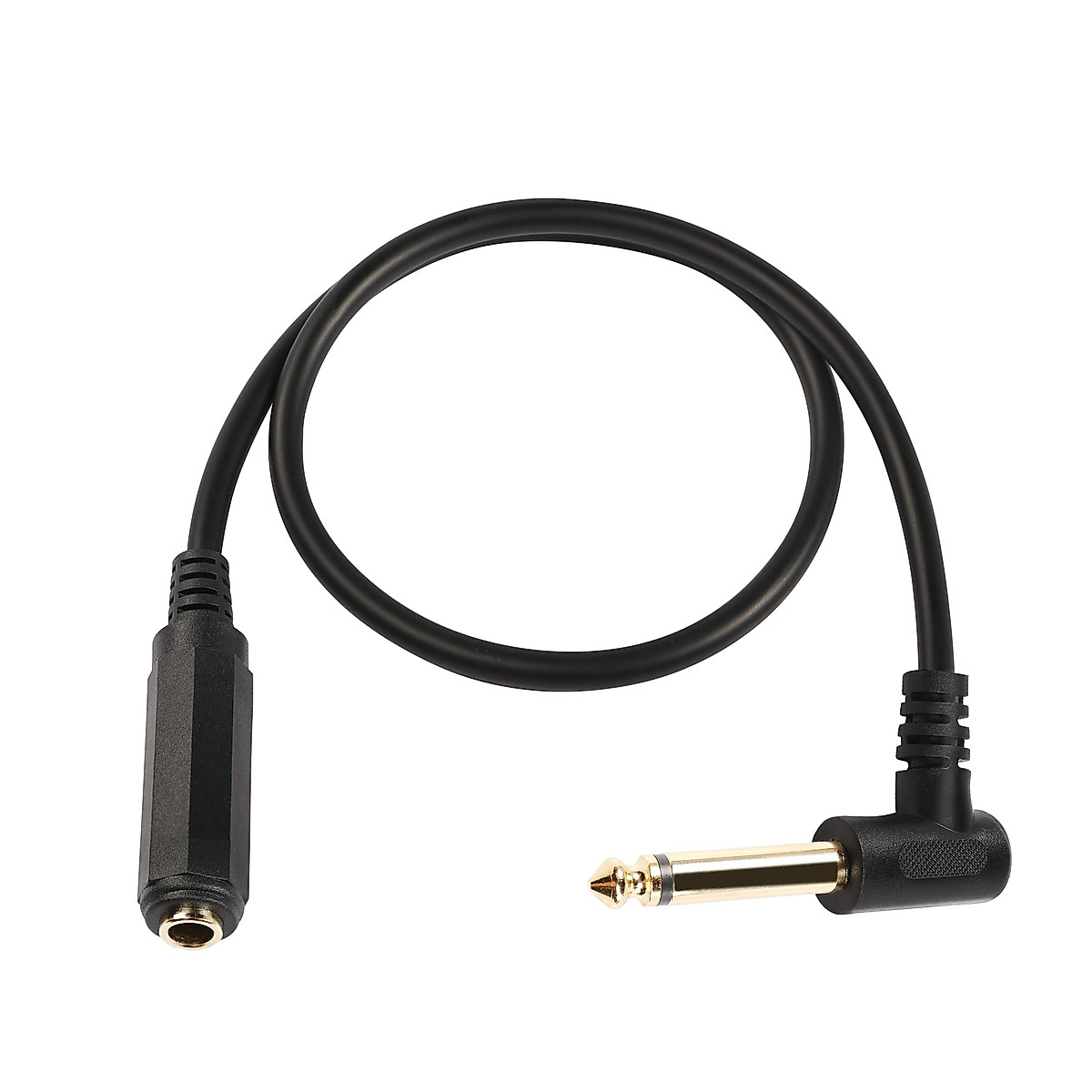 PNGKNYOCN Right Angle 1/4 TS Guitar Cable 90 Degree 6.35mm Mono Male to Female Extension Cable for Amplifiers,Guitars,Pianos,Home Theater Equipment Etc. （50cm）