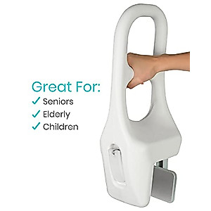 Vive Bathtub Rail - Bathroom Tub Safety Rail Heavy Duty for Seniors, Elderly, Handicap and Disabled - Clamp Railing Bath Support - Adjustable Shower Hand Grip - Handle Assist Grab Bar - Fits Most Tubs