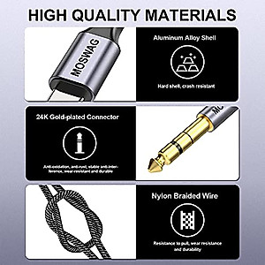 MOSWAG 6.35mm Male to 3.5mm Male TRS Stereo Audio Cable 3.28FT/1Meter,USB C to 6.35mm 1/4 inch TRS Cable Compatible for iPod Laptop Home Theater Devices Amplifiers