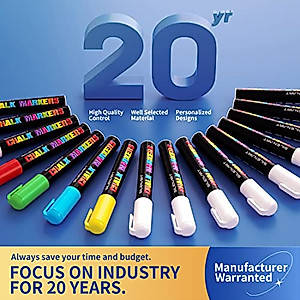 SILENART White Liquid Chalk Markers - Chalk Markers White - White Dry Erase Markers Pen - for Chalkboard Signs, Windows, Blackboard, Glass - 3-6mm Chisel Tip, 3mm Fine Tip