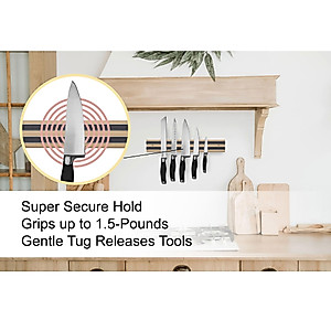 HIC Harold Import Co. HIC Magnetic Knife Holder and Tool Storage Bar, Wood, 12-Inches, 12 inch