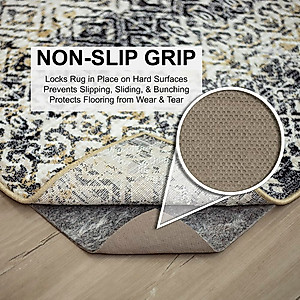 Mohawk Home 3' x 12' Non Slip Rug Pad Gripper 1/4 Thick Dual Surface Felt + Rubber Gripper - Safe for All Floors, Brown