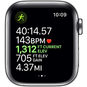 Apple Watch Series 5 (GPS + Cellular, 44MM) - Silver Stainless Steel Case with White Sport Band (Renewed)