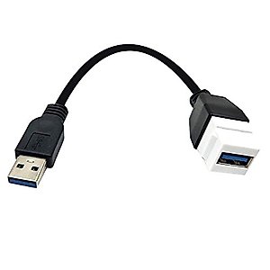 Poyiccot USB 3.0 Keystone Jack Cable, USB 3.0 A Male to USB 3.0 Keystone Jack Female M/F Pigtail Extension Keystone-to-Cable for Wall Plate Connectors Adapter Convertor Cable